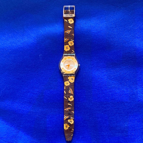 Swatch | Accessories | Vintage Swatch Watch Rare Gold Tone Dial Flower ...